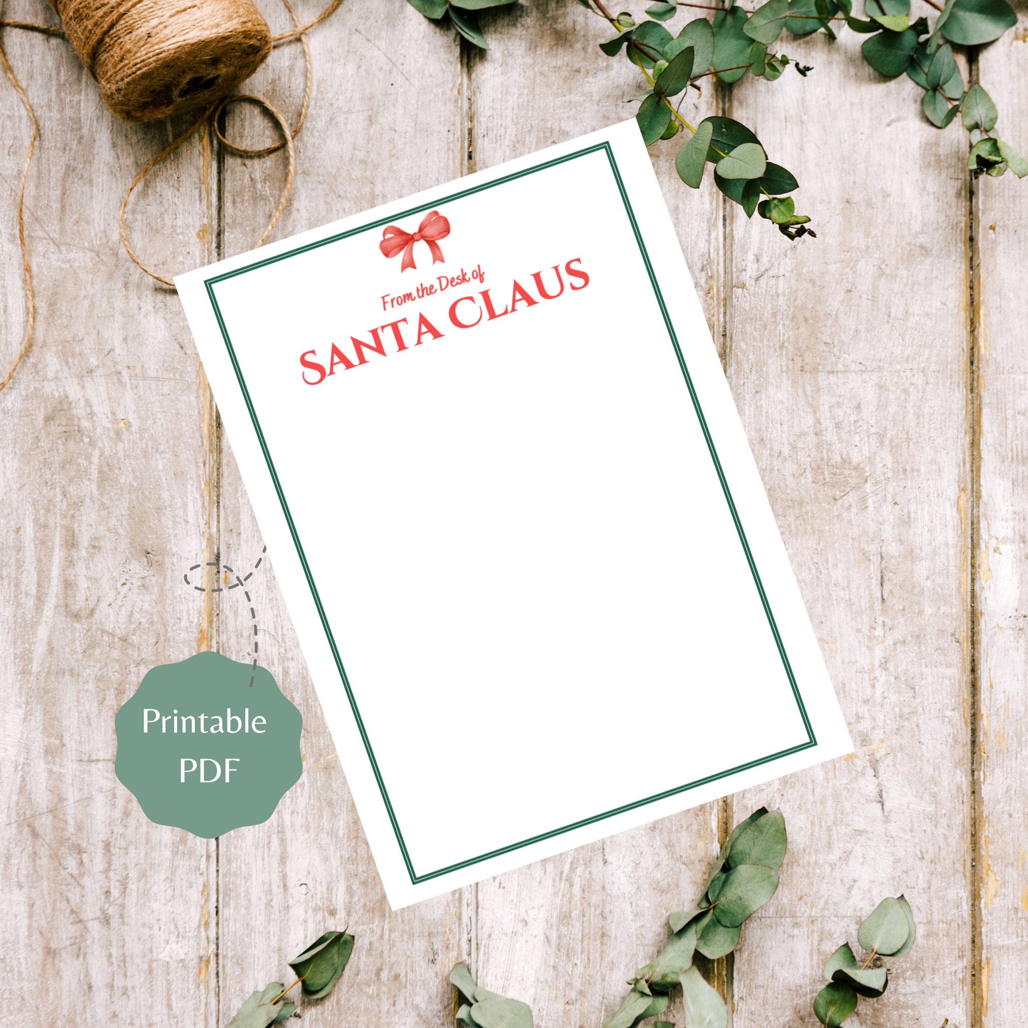 Santa Claus Letterhead | Printable PDF | Christmas Printable Stationery ...