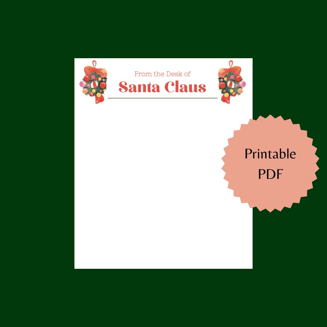 Santa Claus Letterhead | Printable PDF | Christmas Printable Stationery ...