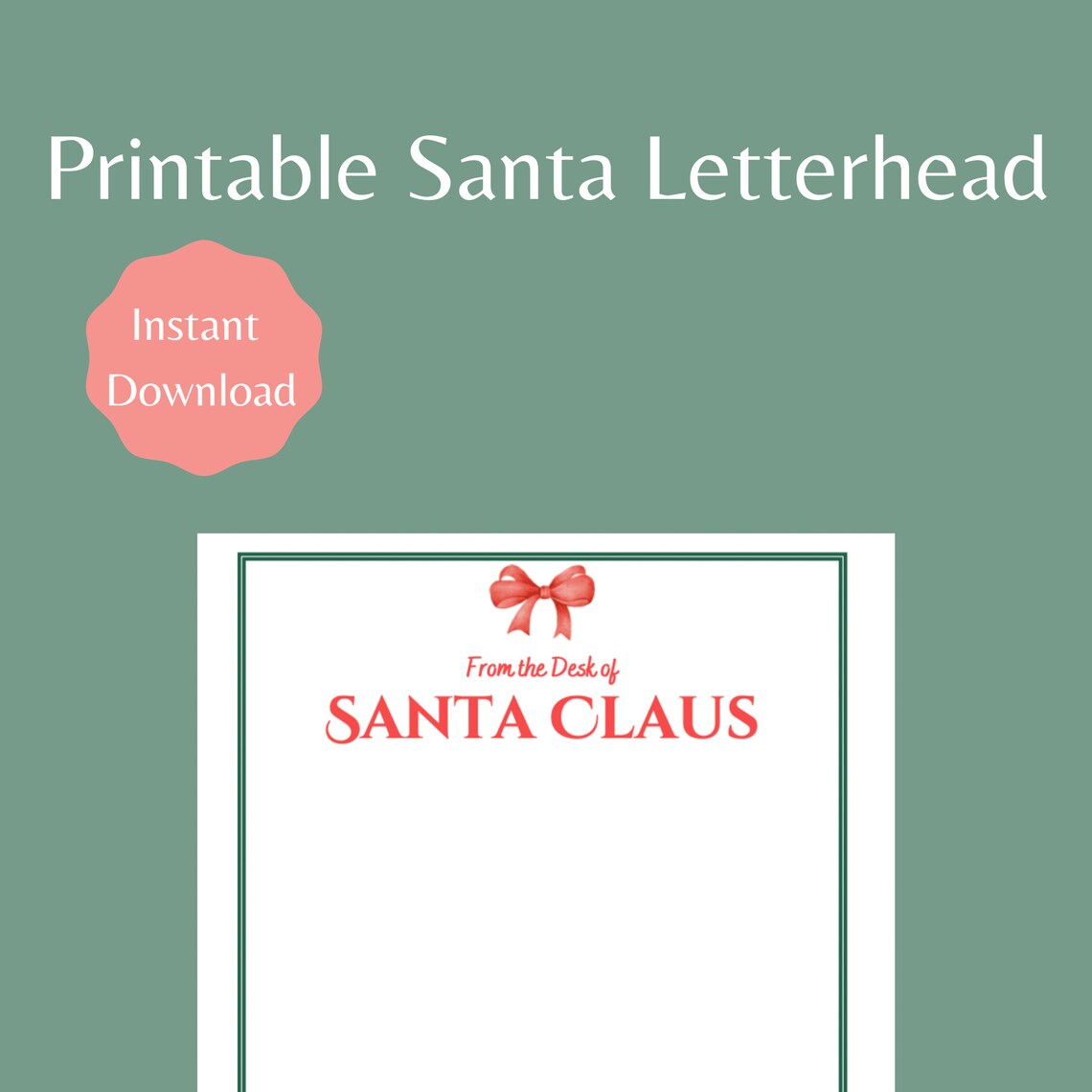 Santa Claus Letterhead | Printable PDF | Christmas Printable Stationery ...