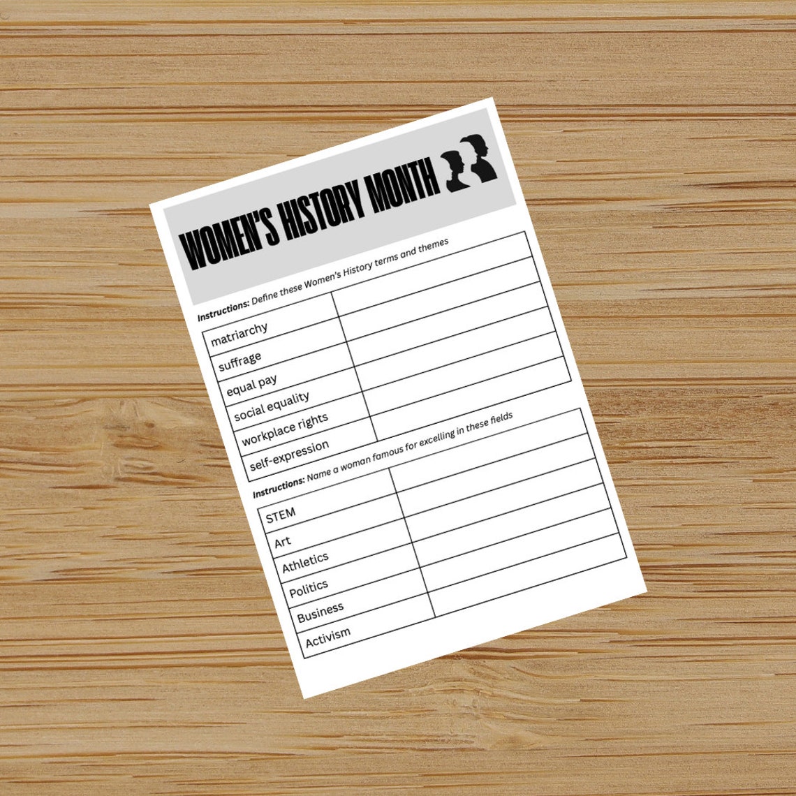 Women's History Month Worksheet for Teachers, Students, Homeschool ...