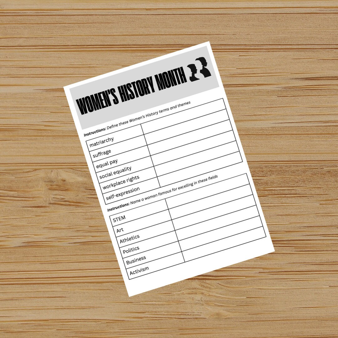 Women's History Month Worksheet for Teachers, Students, Homeschool ...