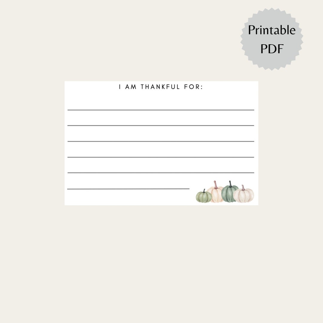 I Am Thankful for | Gratitude Cards | Thanksgiving Printable ...