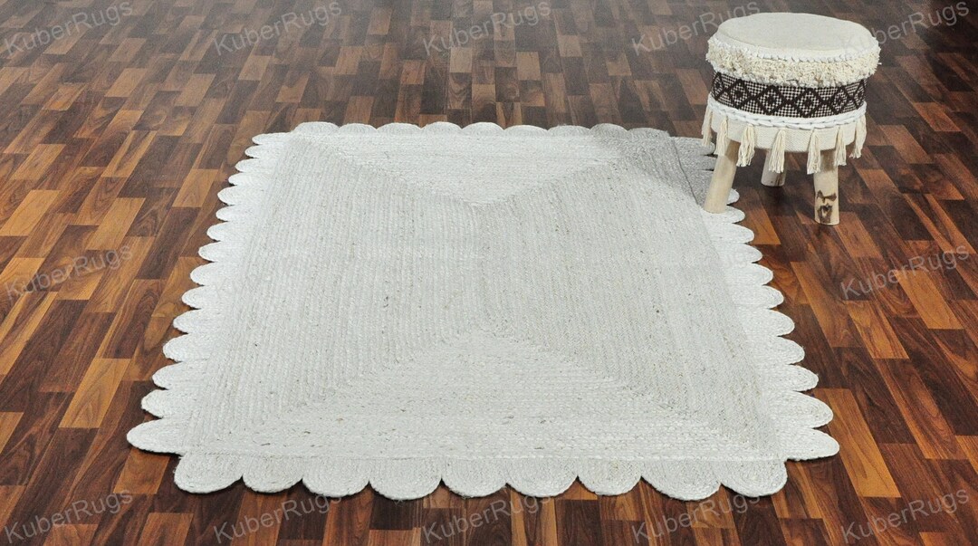 Ivory Scalloped Jute Rug, off White Scallop Rug, Scallop Jute Rug ...