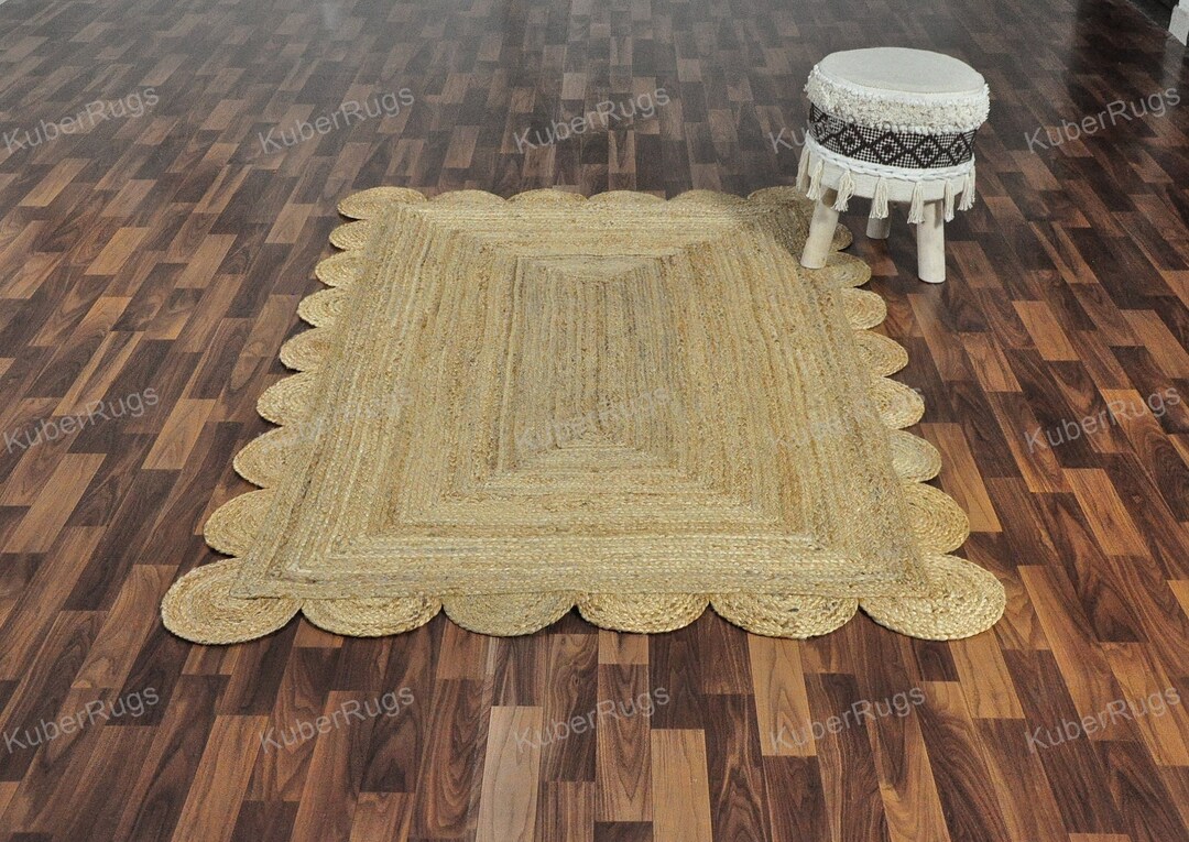Natural Jute Scalloped Rug, Scallop Pattern Jute Rug, Sisal Scalloped ...