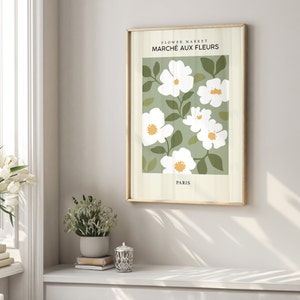 Sage Flower Market Print, Sage Green Wall Art, Paris Flower Market ...
