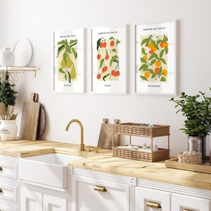 Cherry Fruit Market Poster, Neutral Cream Print, Gallery Wall Art ...