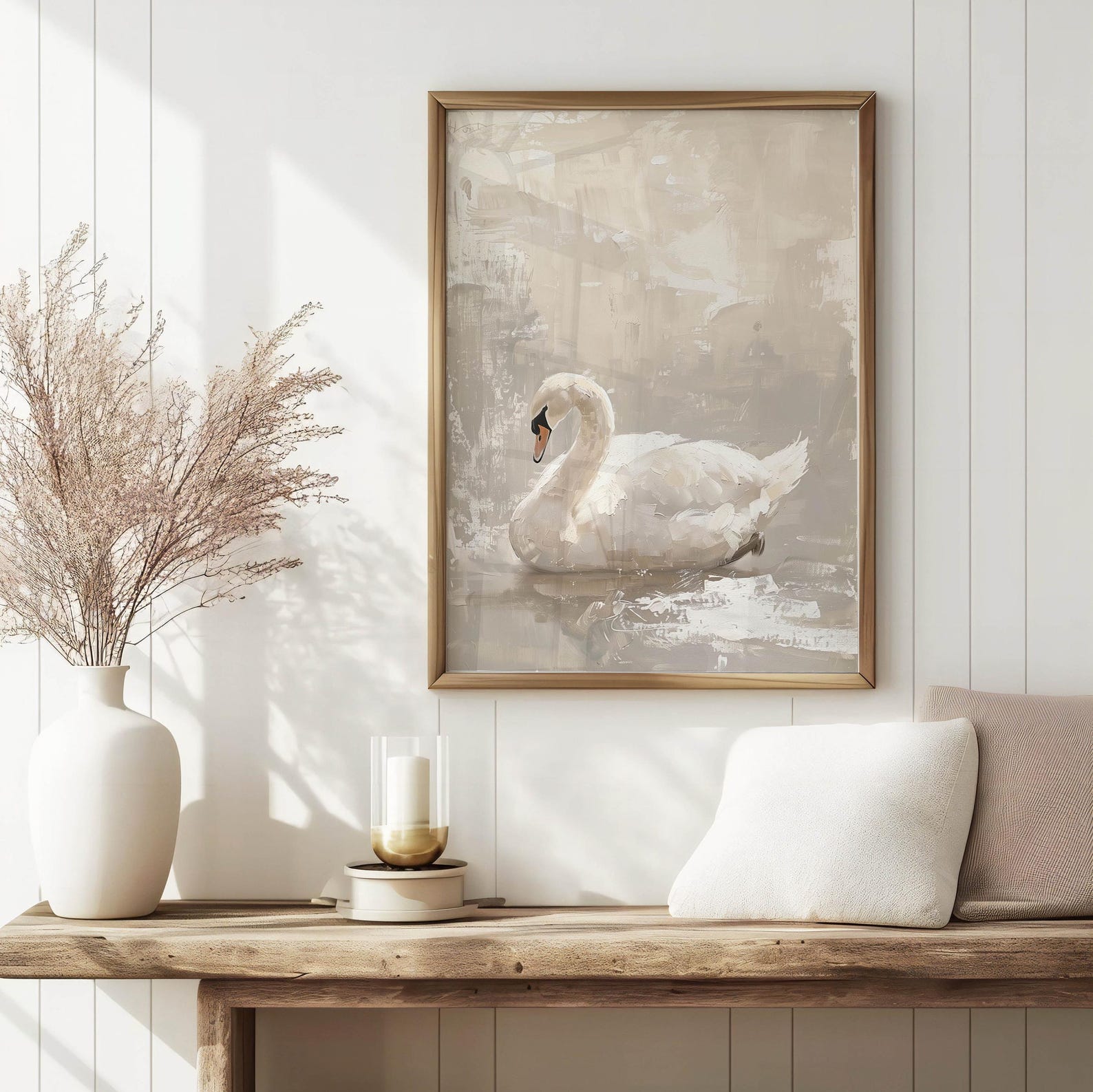 Antique Swan Print | Neutral Wall Art | Vintage Wall Art | Gallery Art ...