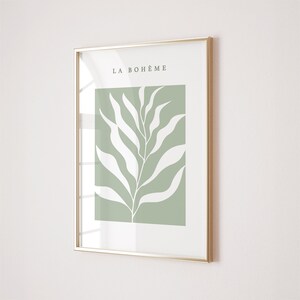 Sage Green Botanical Print, Sage Green Wall Art, Boho Leaf Poster, A4 ...