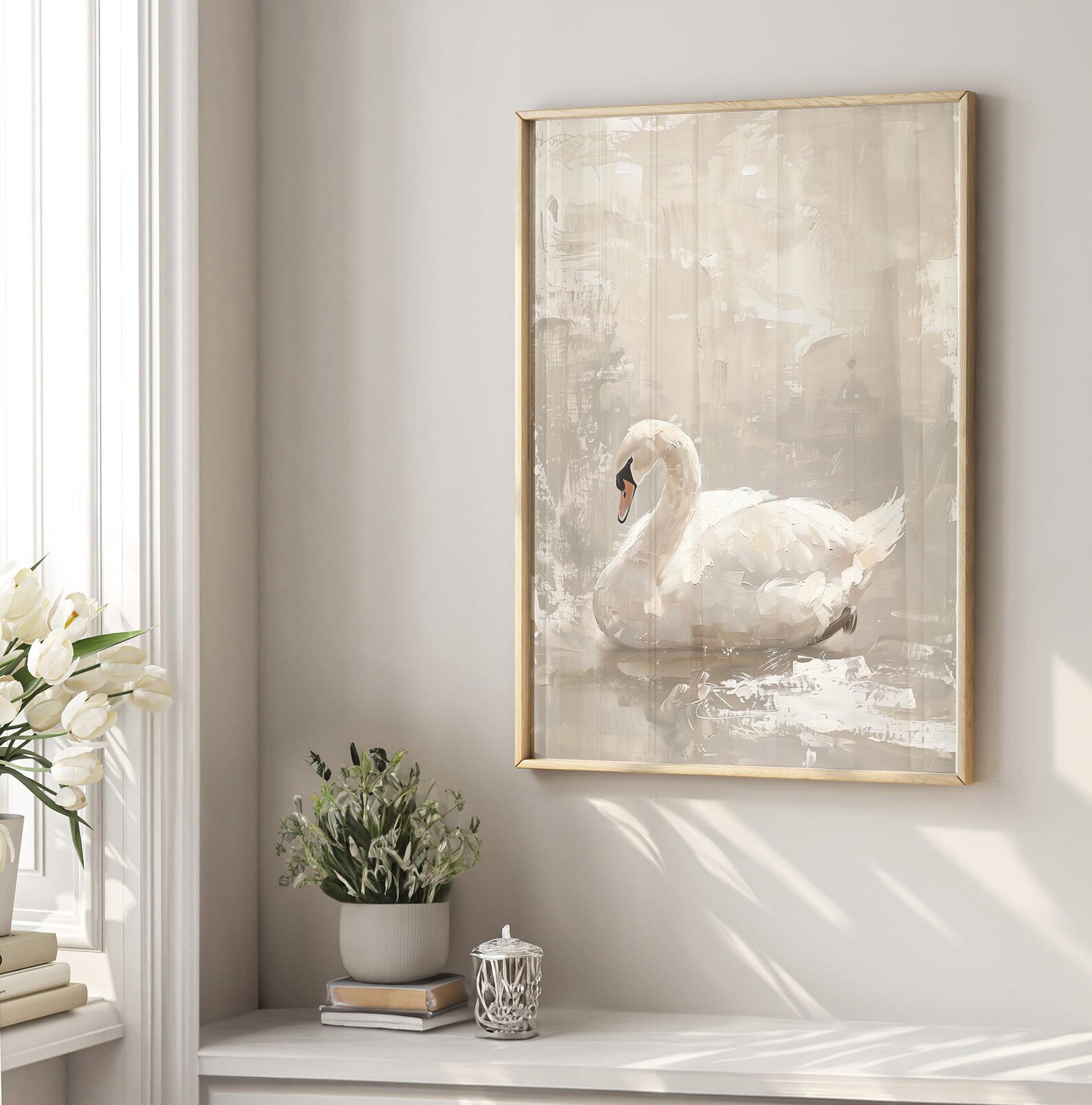 Antique Swan Print | Neutral Wall Art | Vintage Wall Art | Gallery Art ...