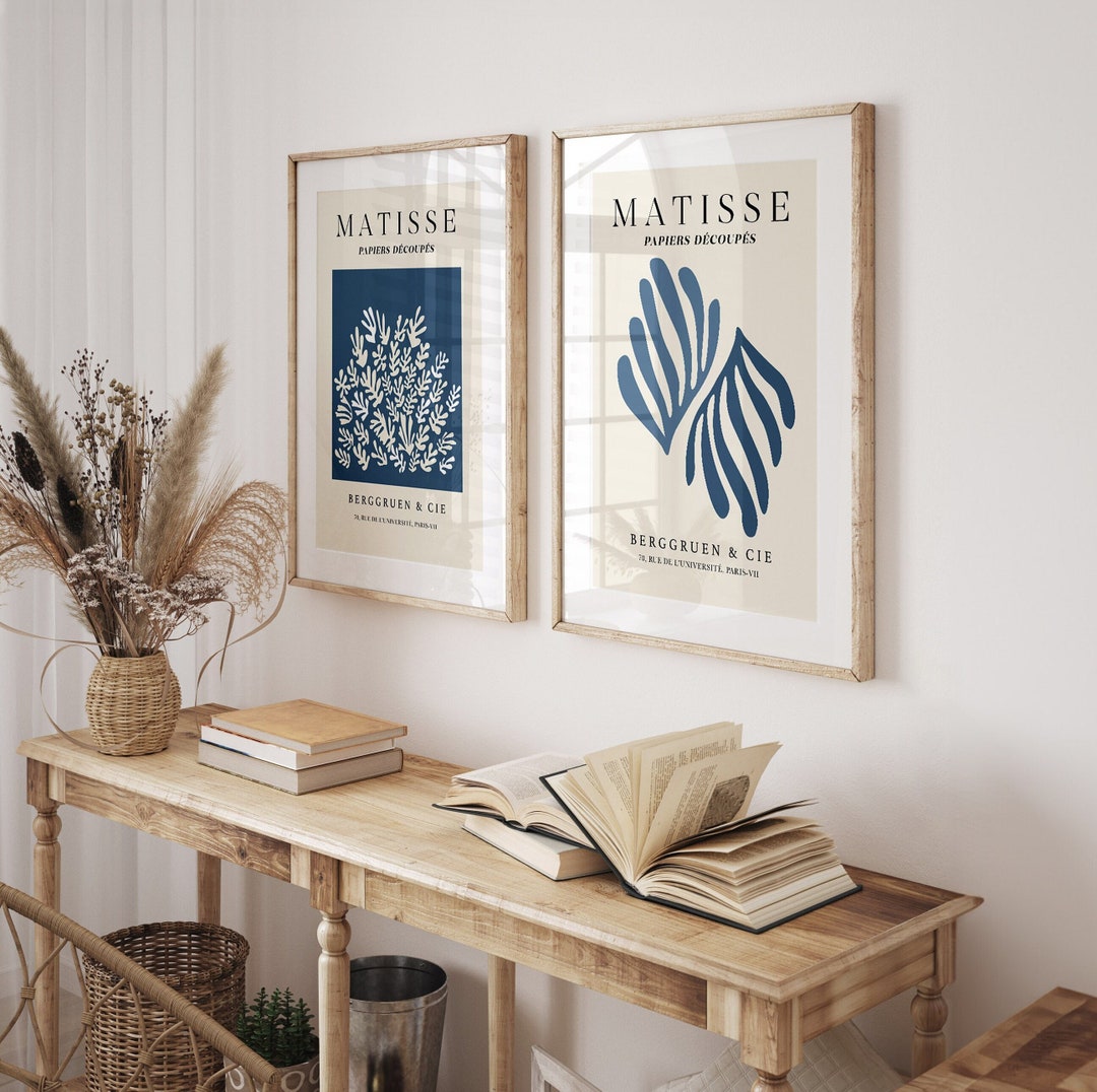 French Navy Prints, Set of 2, Matisse Prints, Navy Prints, Blue Wall ...