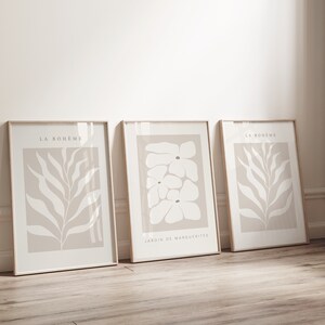 Neutral Botanical Prints, Set of 3, Beige Wall Art, Cream Prints ...