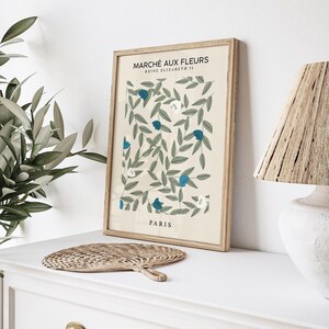 Teal Flower Print, Floral Wall Art, Paris Flower Market, Dark Teal Wall ...