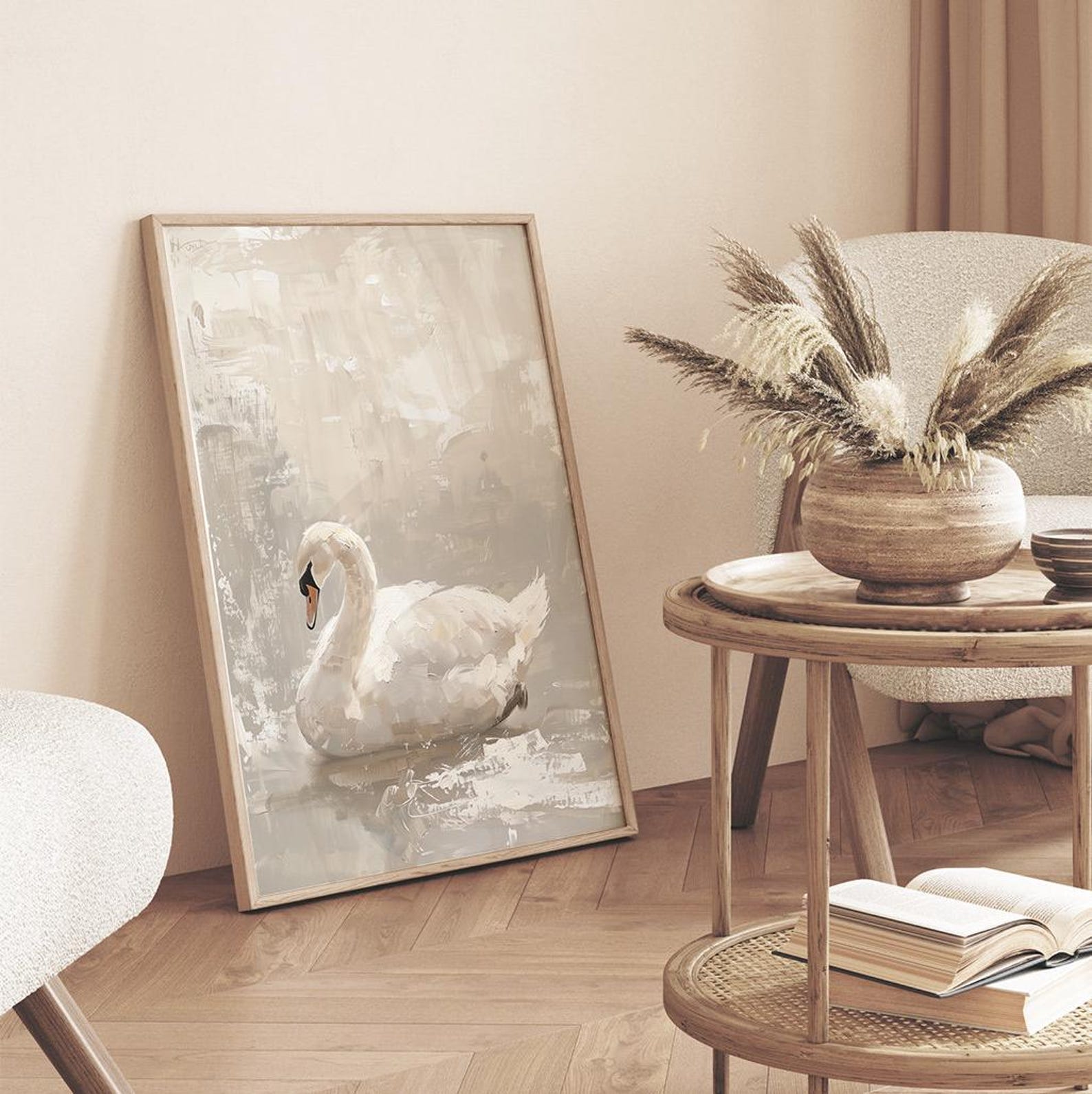 Antique Swan Print | Neutral Wall Art | Vintage Wall Art | Gallery Art ...