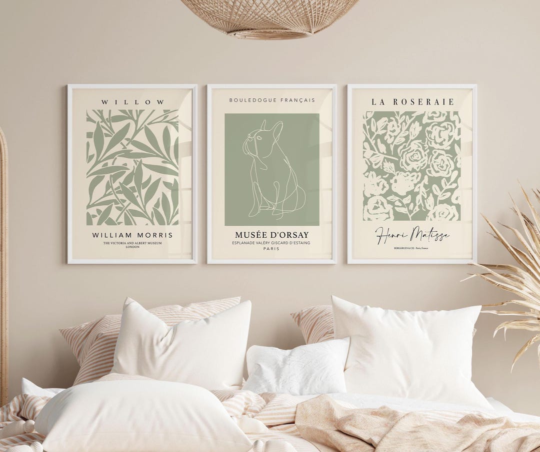 Sage Green Prints, Set of 3, Green Wall Art, Matisse Print ...