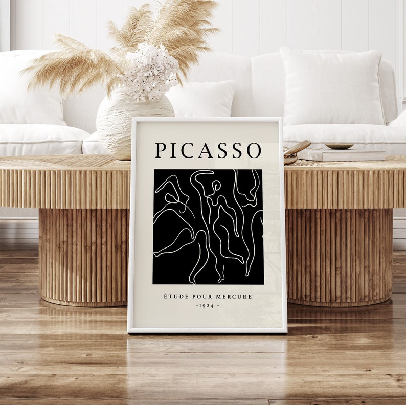 Picasso Print, Black Wall Art, Pablo Picasso Poster, Neutral Wall Decor ...