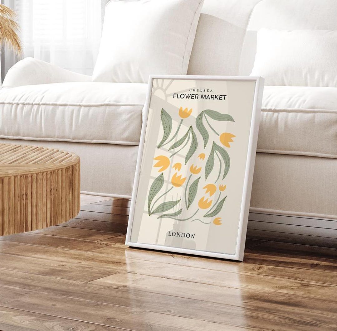 London Flower Market Print, Yellow Wall Art, Green Wall Print, Yellow ...