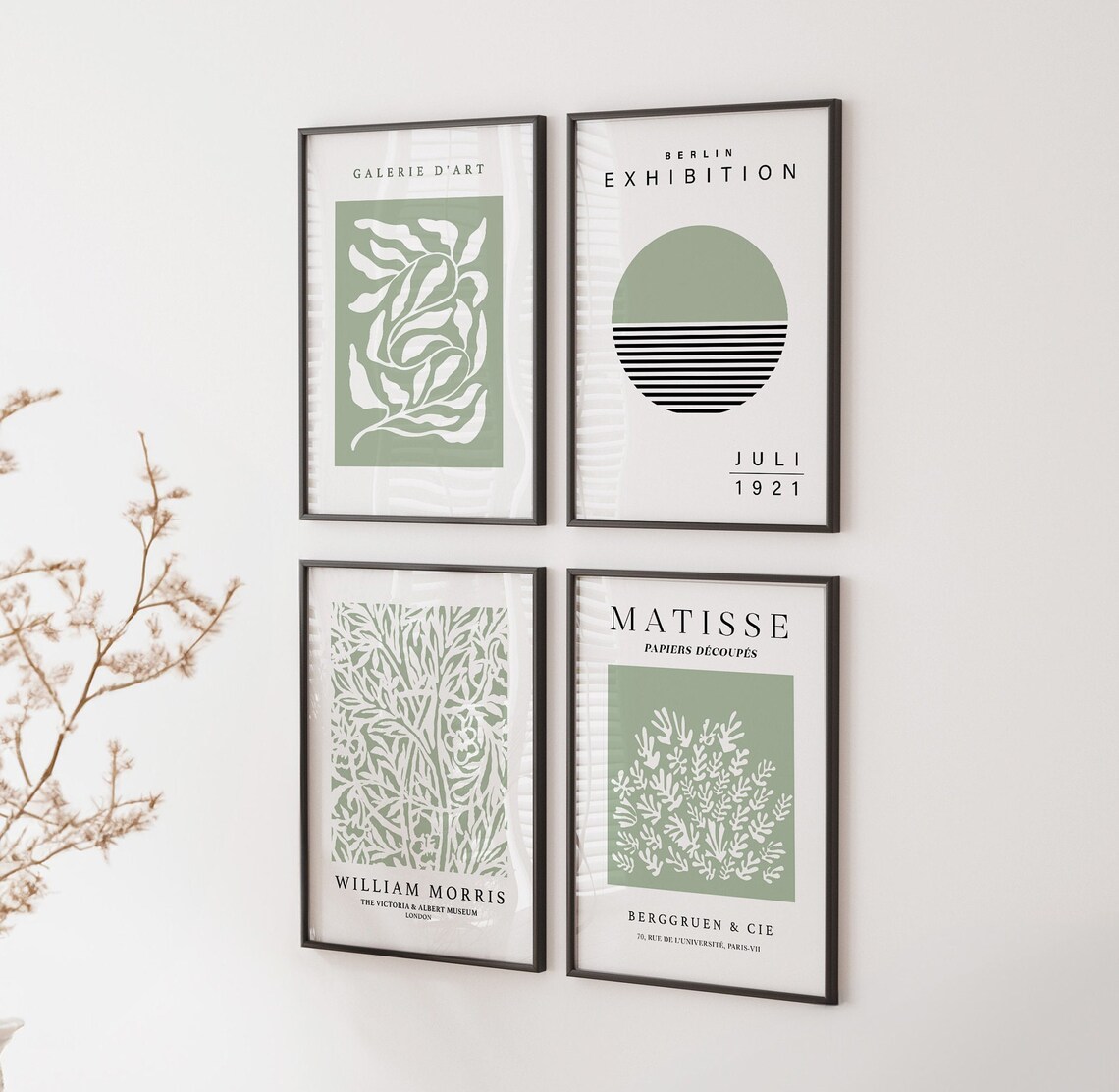 Sage Green Botanical Print, Sage Green Wall Art, Boho Leaf Poster, A4 ...