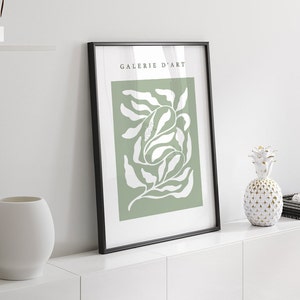 Sage Green Botanical Print, Sage Green Wall Art, Boho Leaf Poster, A4 ...