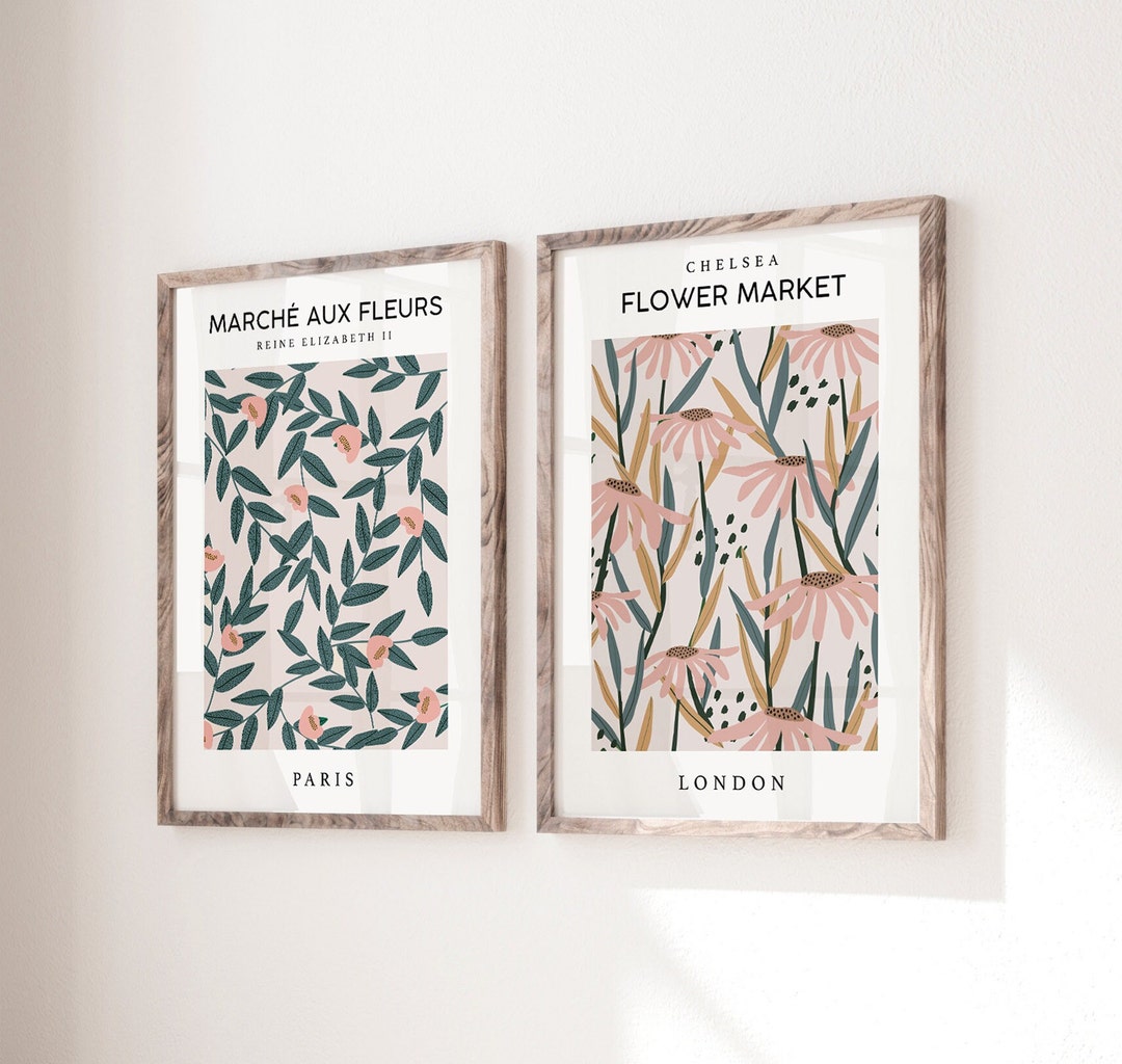 London Flower Market Prints, Set of 2, Exhibition Wall Art, Paris ...