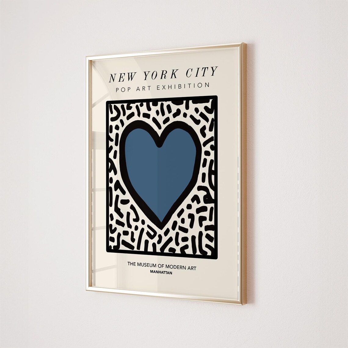 Navy Heart Print, Navy Wall Art, Pop Art, Retro Wall Decor, Neutral ...