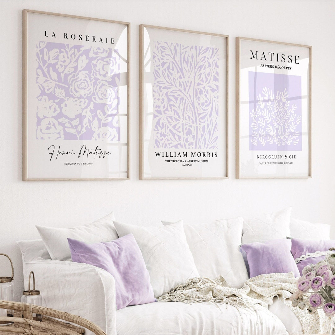Lilac Purple Prints, Set of 3, Lilac Wall Art, Matisse Poster, William ...