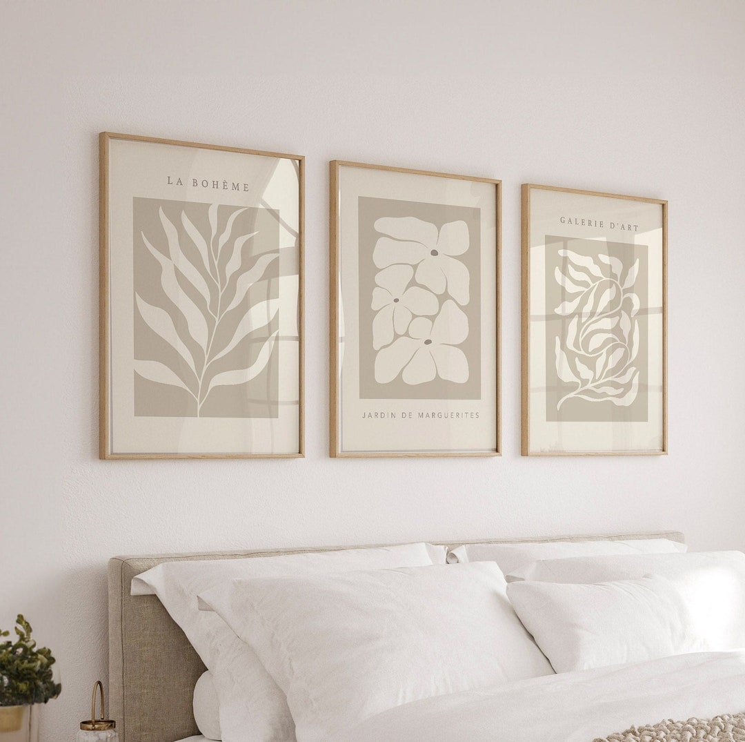 Neutral Botanical Prints, Set of 3, Beige Wall Art, Cream Prints ...