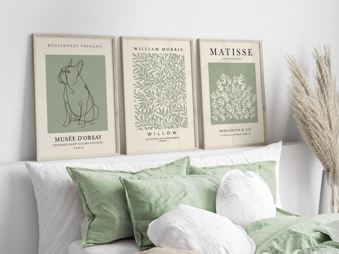 Sage Green Prints, 3 Set Green Wall Art, Matisse Print, Personalised ...