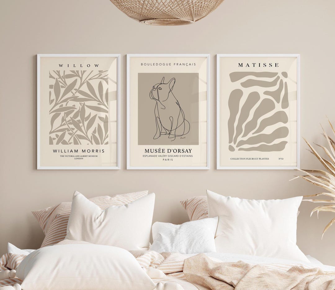 Neutral Beige Prints, 3 Set, Cream Wall Art, Matisse, Personalised ...