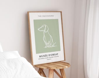 Sage Green Dog Print, Dachshund Wall Art, Picasso Poster, Green Print ...