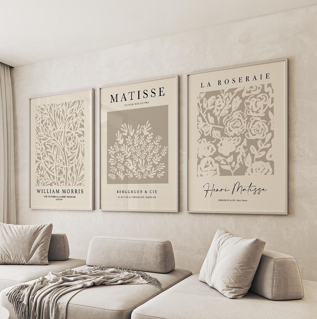 Beige Matisse Print Set of 3 | Modern Art Posters | Beige Wall Art ...