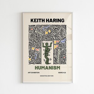 Keith Haring Print, Grüne Wand Kunst, Humanismus, Bunt Poster, Retro ...