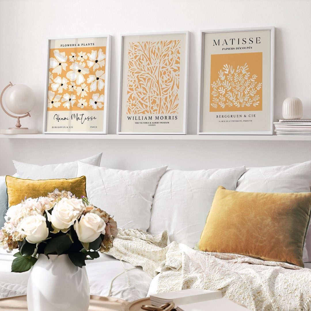 Honey-mustard Prints, Set of 3, Yellow Wall Art, Matisse, William ...