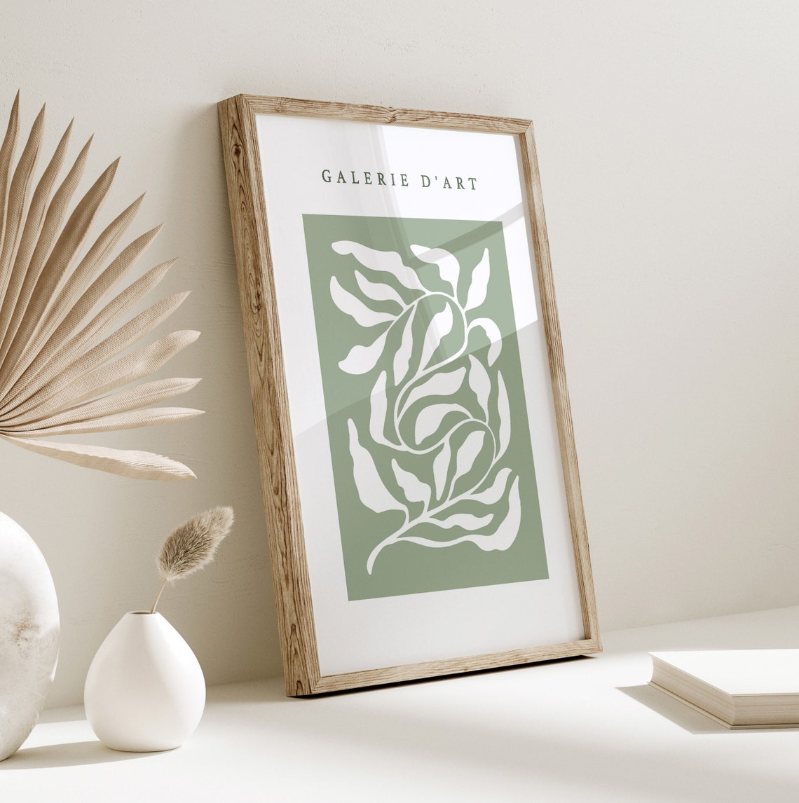 Sage Green Botanical Print, Sage Green Wall Art, Boho Leaf Poster, A4 ...