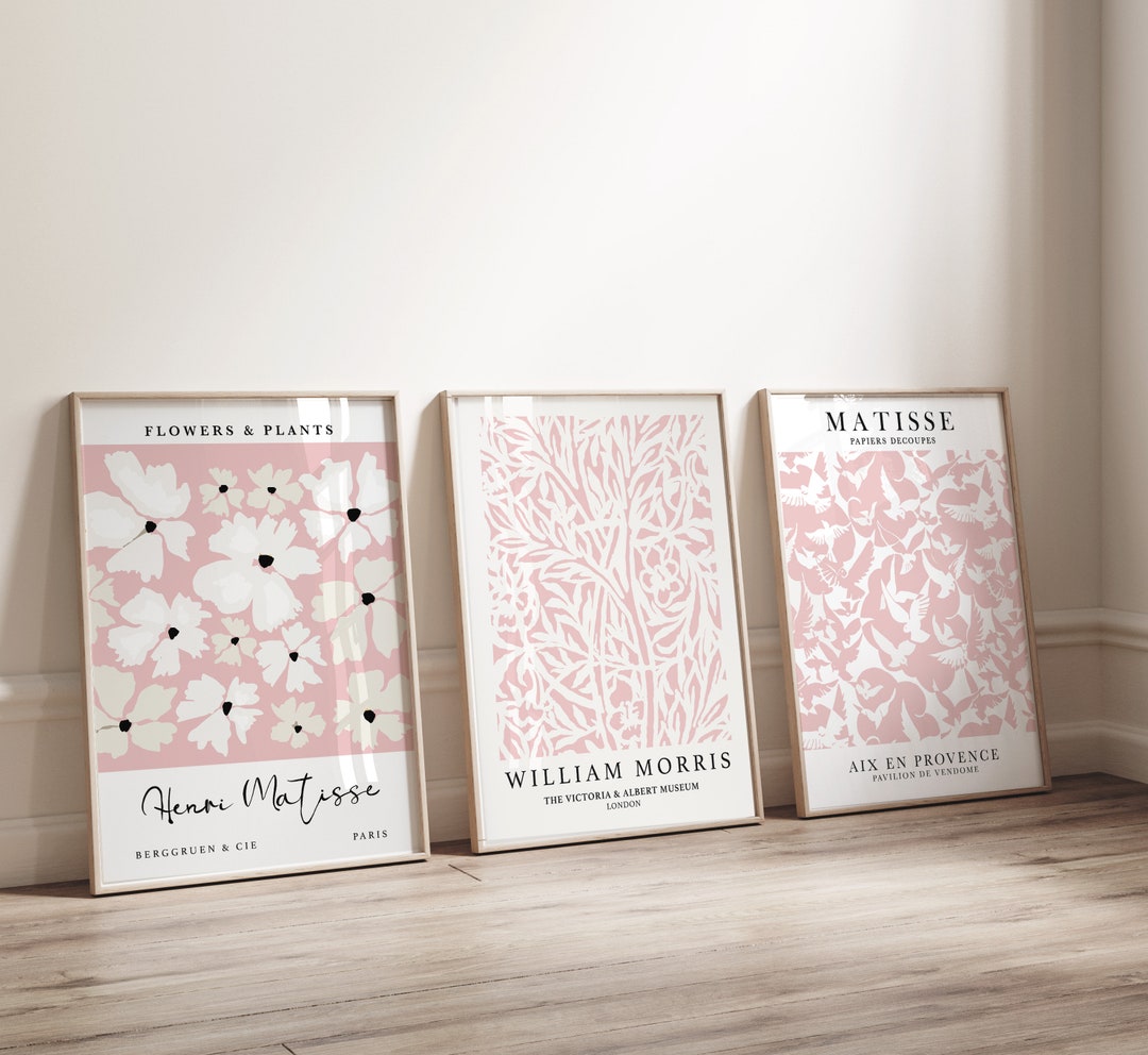 Blush Pink Prints, 3 Set, Pink Wall Art, Matisse Poster, William Morris ...