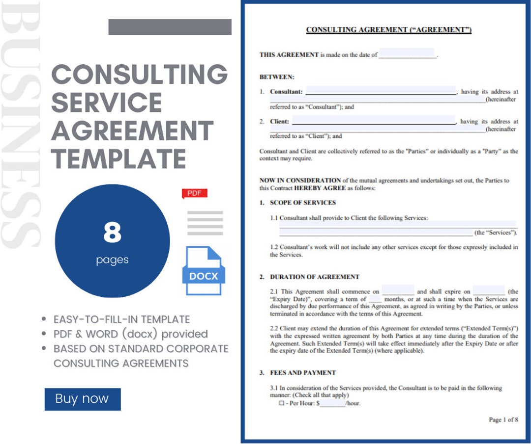 Consulting Agreement Form Template (with Retainer) | Easy-to-fill-in ...