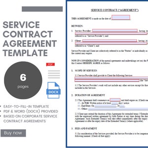Service Contract Templates - Service Contract Form - Service Contract ...