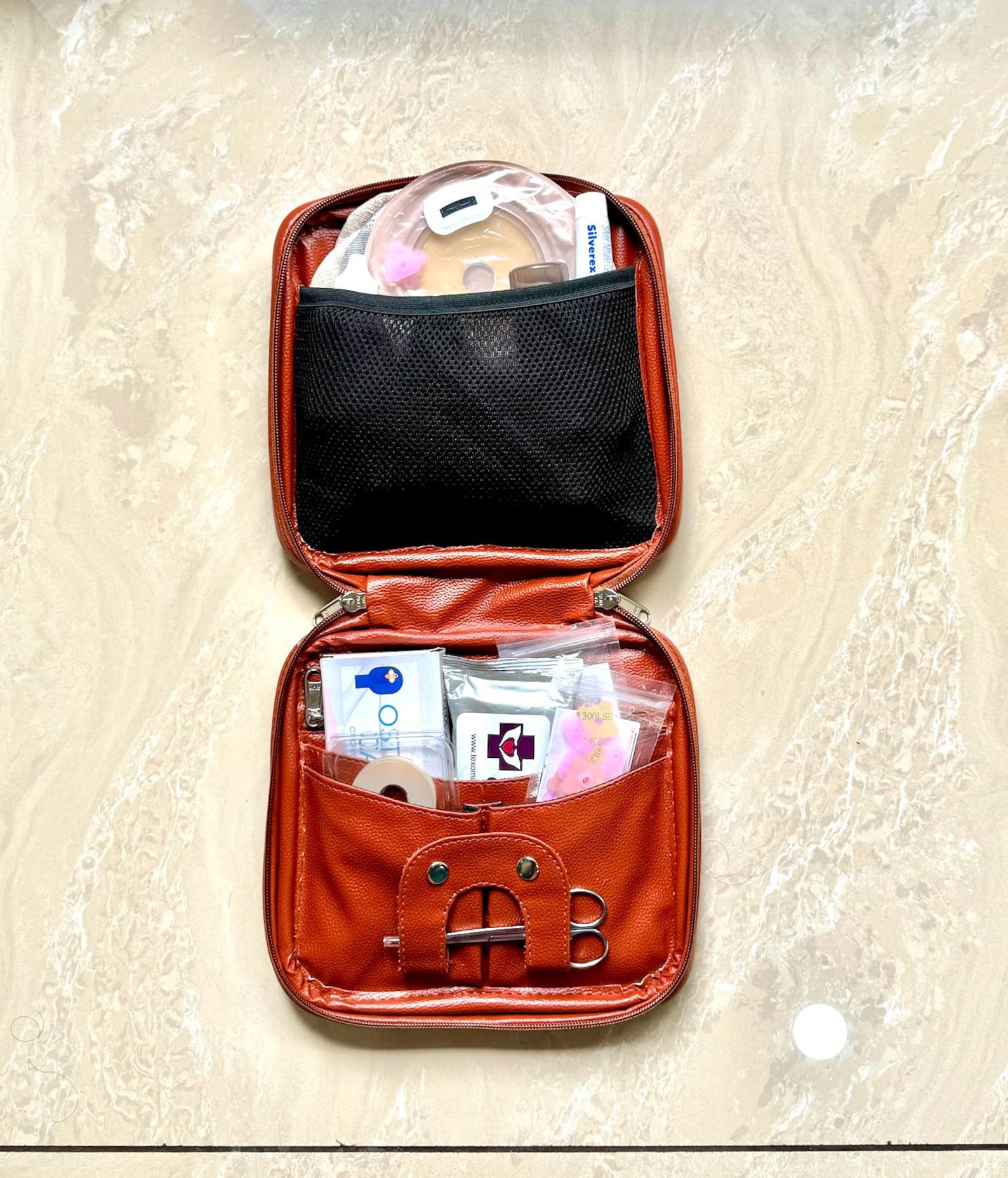 FREE Stoma Cover - TAN/ BROWN Vegan Leather Ostomy Bag Travel Case ...