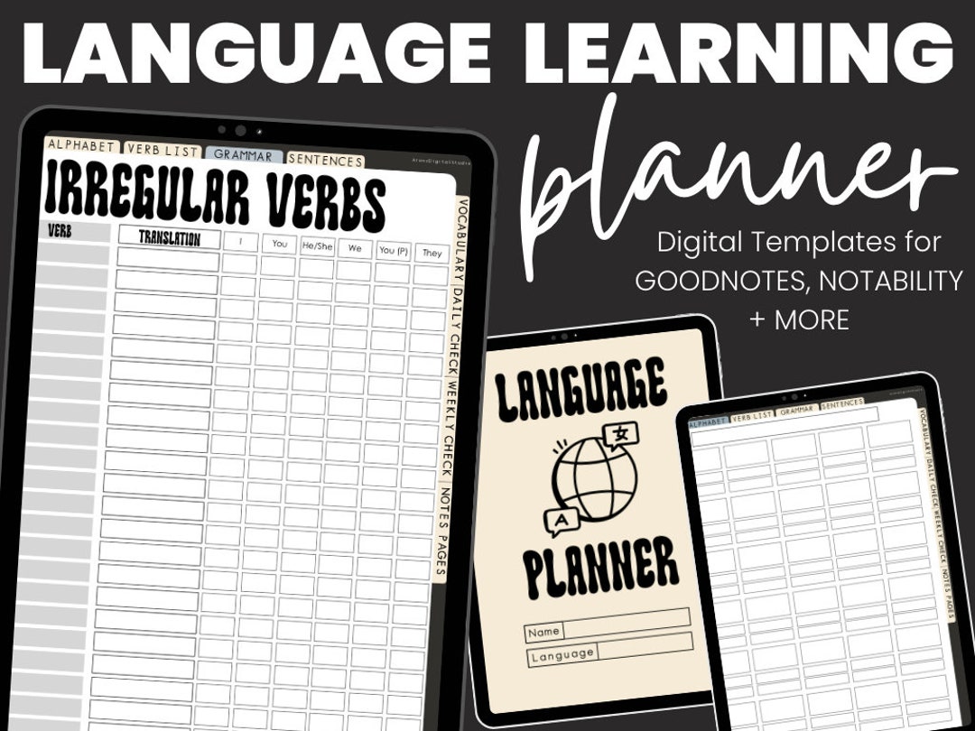 Digital Language Learning Planner // Hyperlinked Workbook, Study and Learn Korean, Chinese ...