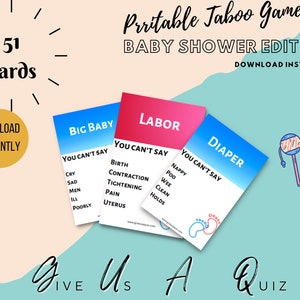 Taboo Printable Game Baby Shower Themed Game Gender - Etsy