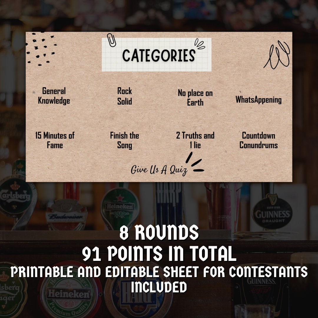 Pub Quiz Game 3: Powerpoint & Printable Trivia (digital Download) - Etsy