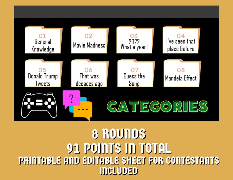 Pub Quiz 1 Powerpoint Game and Printable Game Both - Etsy