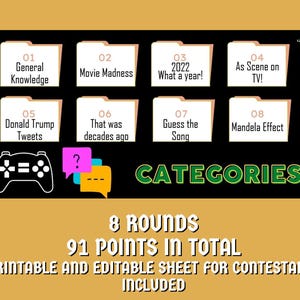 Fun Pub Quiz Game – Powerpoint & Printable, 8 Unique Rounds (digital ...