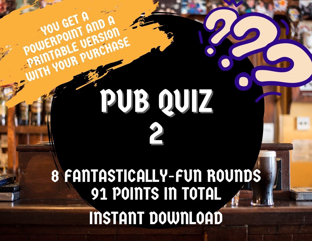 Pub Quiz 2 Powerpoint Game and Printable Game Both Included, You Choose ...