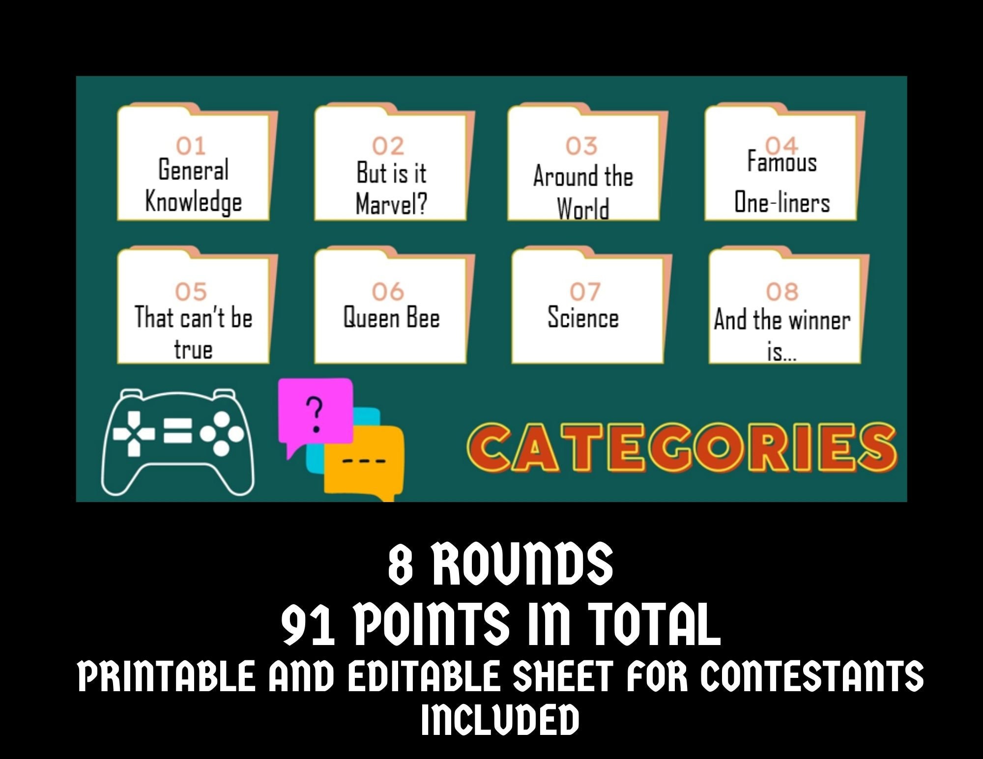 Pub Quiz 2 - Powerpoint Game and Printable Game - Both Included, You ...