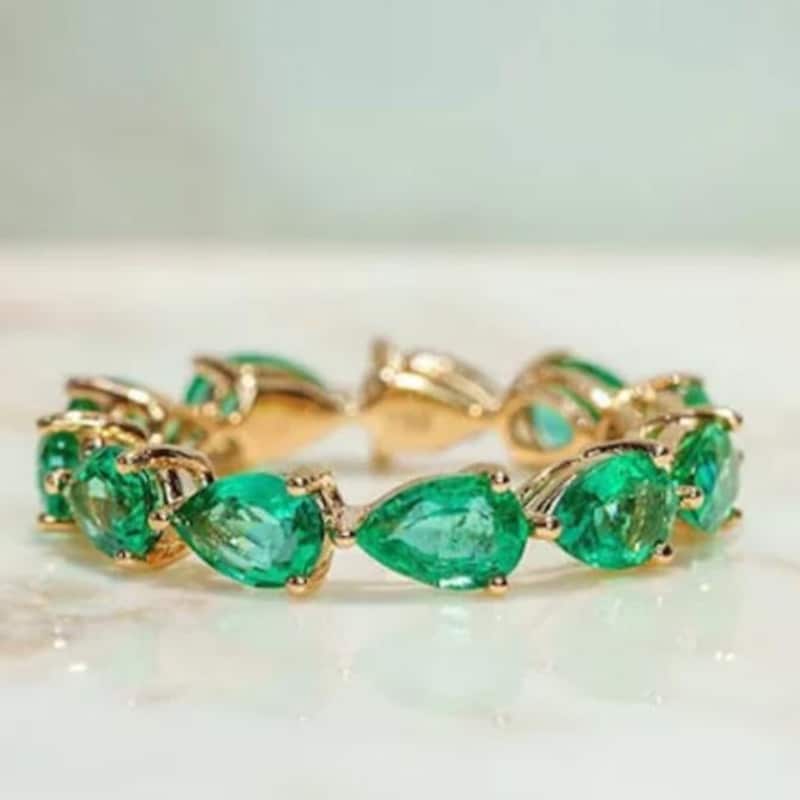 Emerald Pear Eternity - Etsy UK