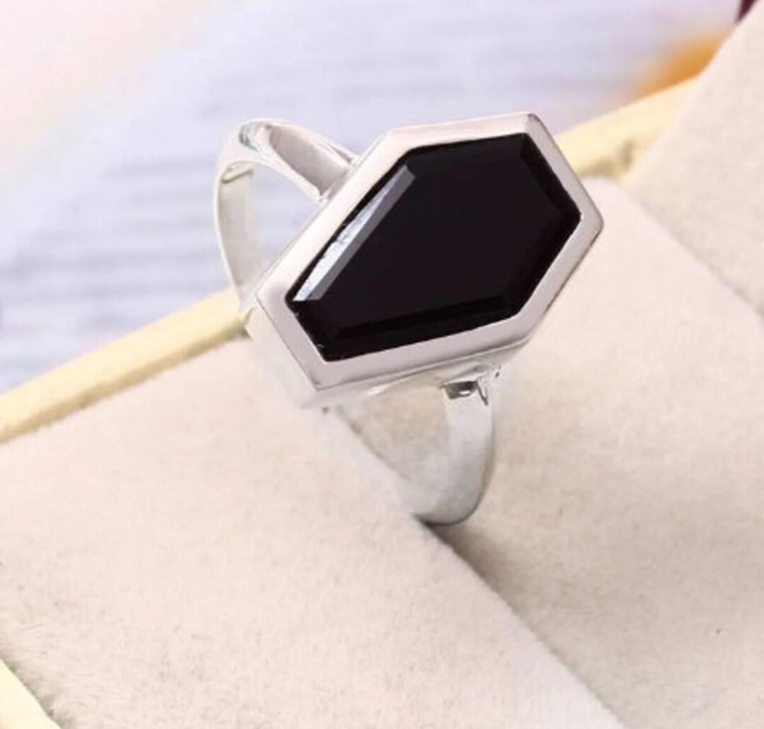 Coffin Black Onyx Ring: 925 Sterling Silver Statement Ring Black Onyx Wedding Ring Womens Rings ...