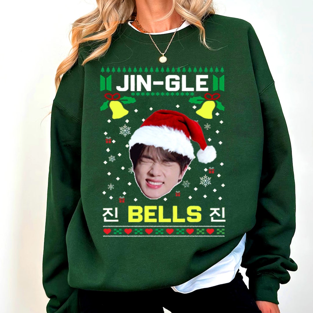 BTS Jin Ugly Christmas Sweatshirt, BTS Jin-gle Bells Santa Claus Shirt ...
