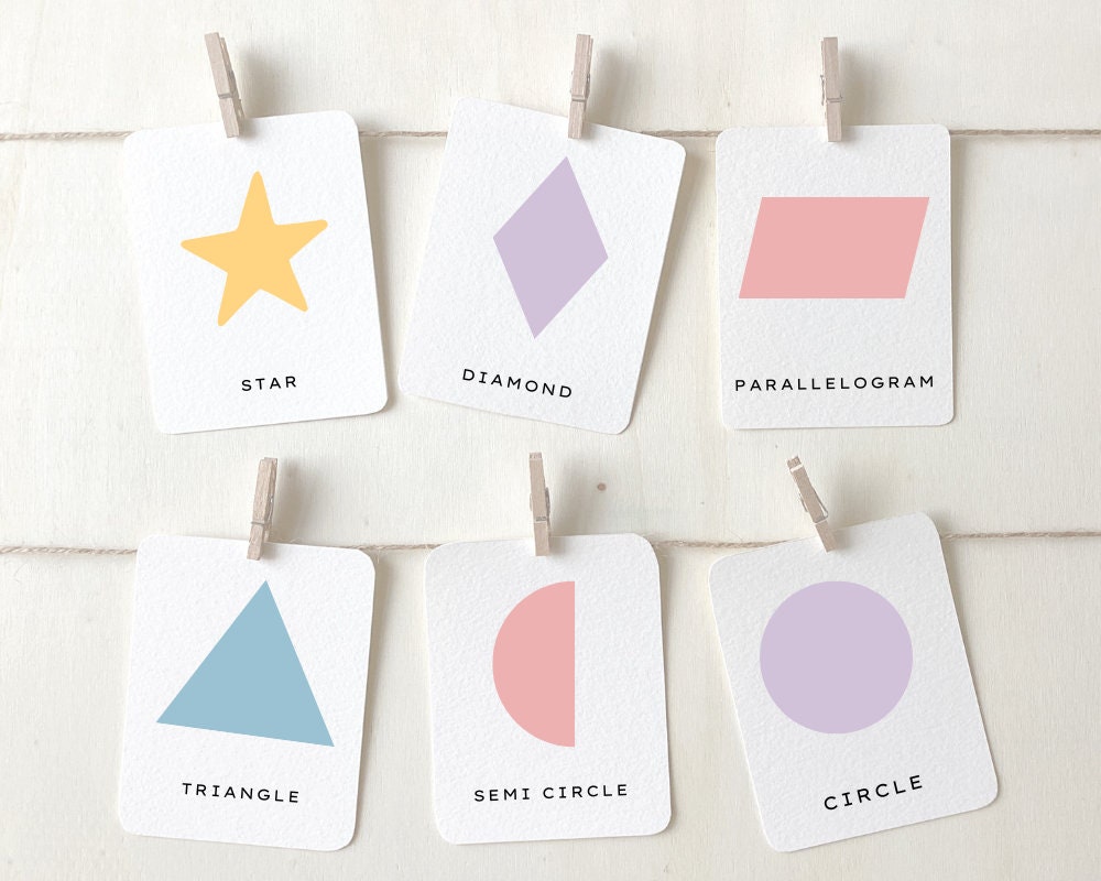 Printable Shape Flashcards Montessori Flashcards - Etsy
