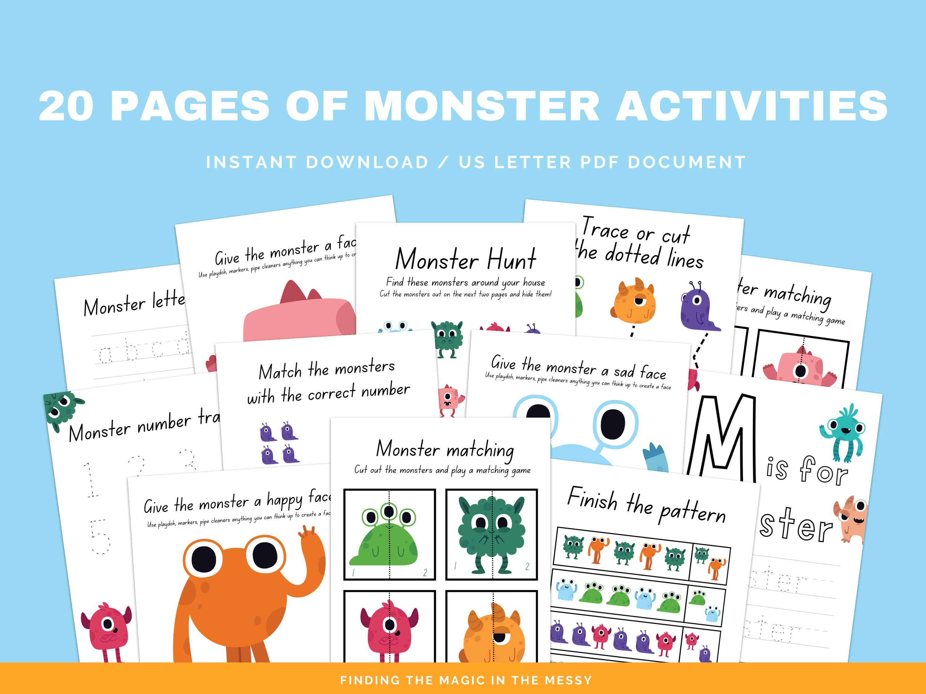 Monster Themed Toddler Printable Activities - Etsy