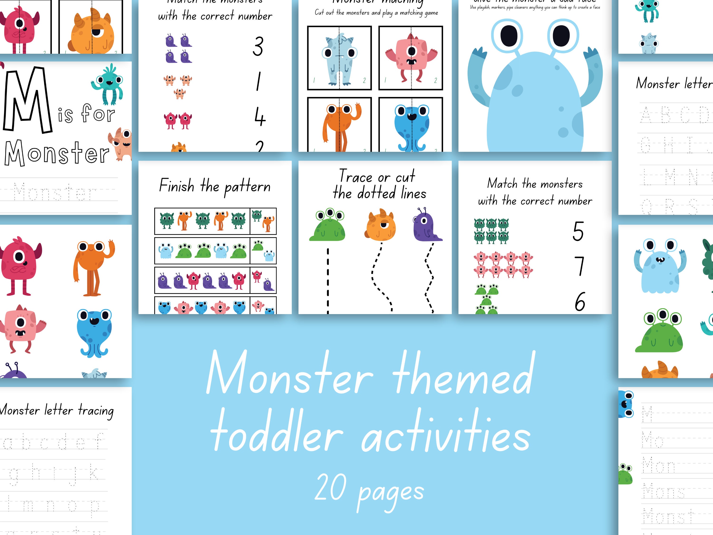 Monster Themed Toddler Printable Activities - Etsy